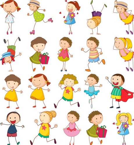Happy children collection set Royalty Free Vector Image