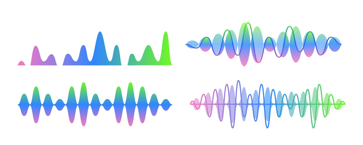 Sound wave symbols set represents music waveform Vector Image