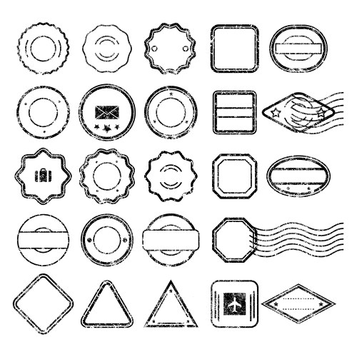 Vintage postage stamps different shapes set Vector Image