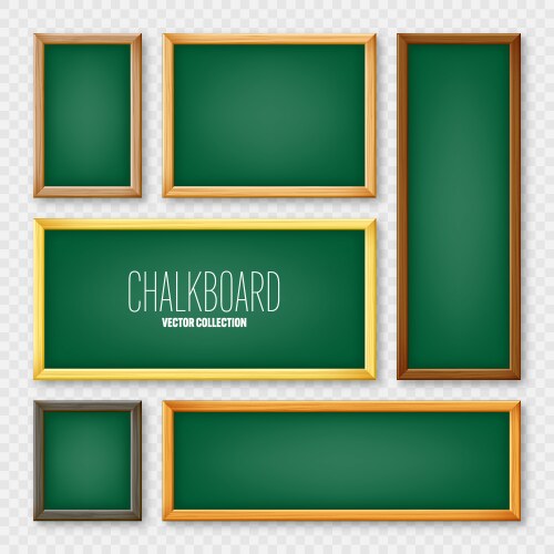 Realistic various chalkboards in a wooden frame Vector Image