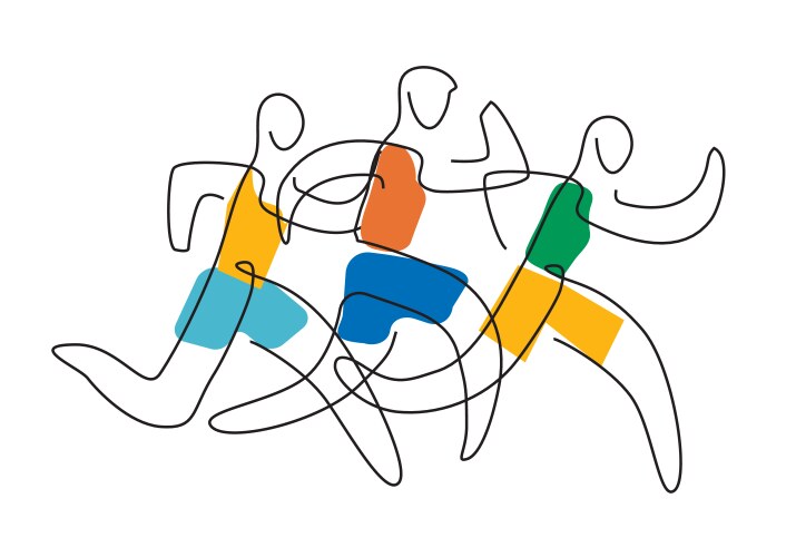Running race competition line art stylized Vector Image
