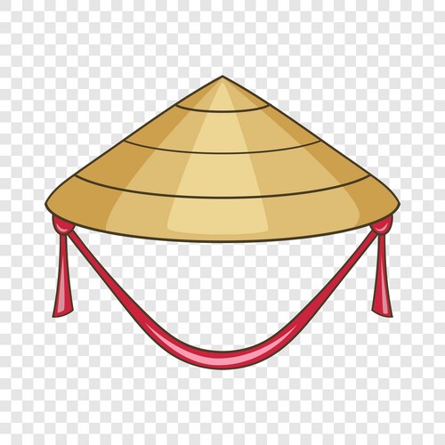 Asian conical hat icon cartoon style Royalty Free Vector