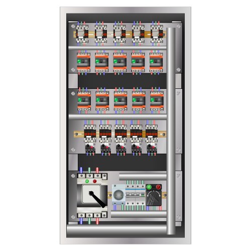 Electrical panel with magnetic contactor Vector Image