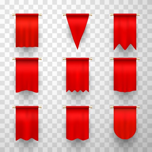 Red pennant 3d realistic textile flag heraldic Vector Image