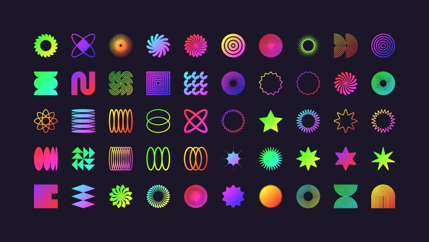 Brutalist geometric shapes modern symbols Vector Image