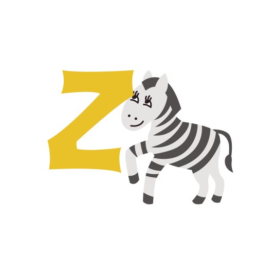 Playful zebra character animal for kids cartoon Vector Image