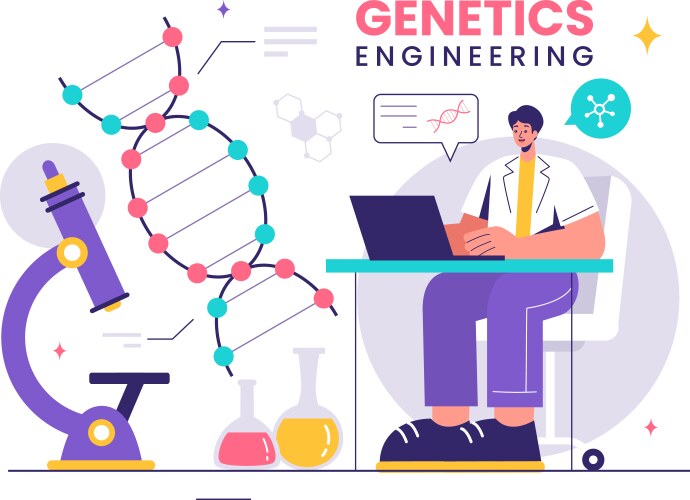 Genetic engineering and dna modifications Vector Image
