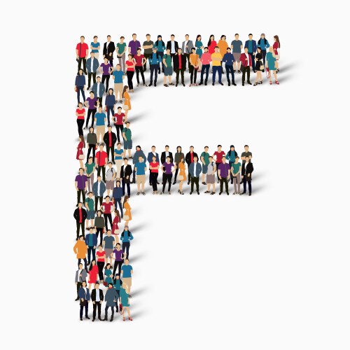 Group people shape letter w Royalty Free Vector Image