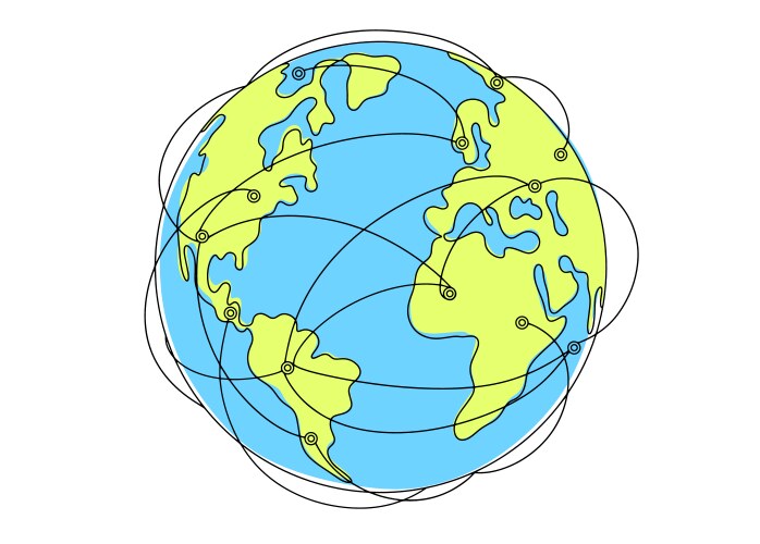 Connection information society planet one line Vector Image