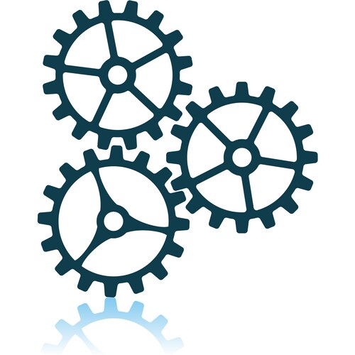 Assigned task icon with gear isolated on white Vector Image