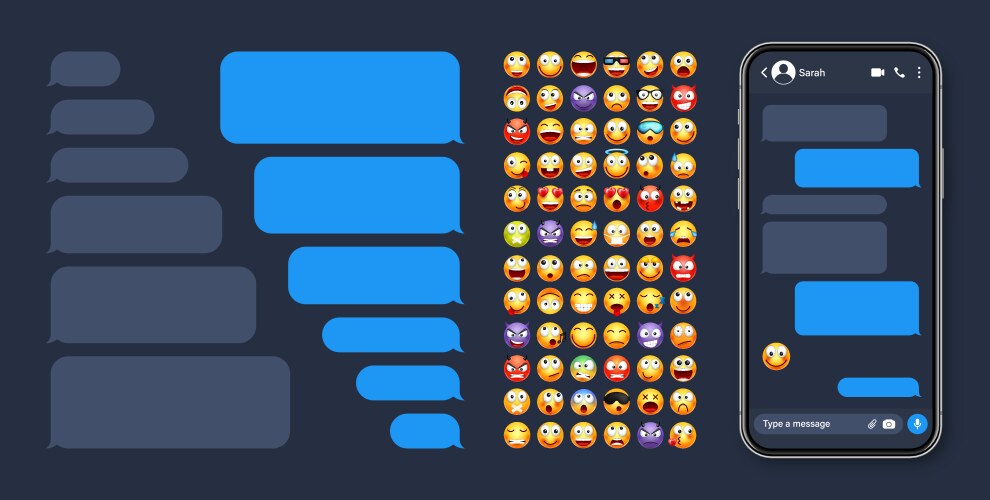 Smartphone messaging app user interface Royalty Free Vector