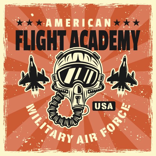 Flight academy round emblem badge label Royalty Free Vector