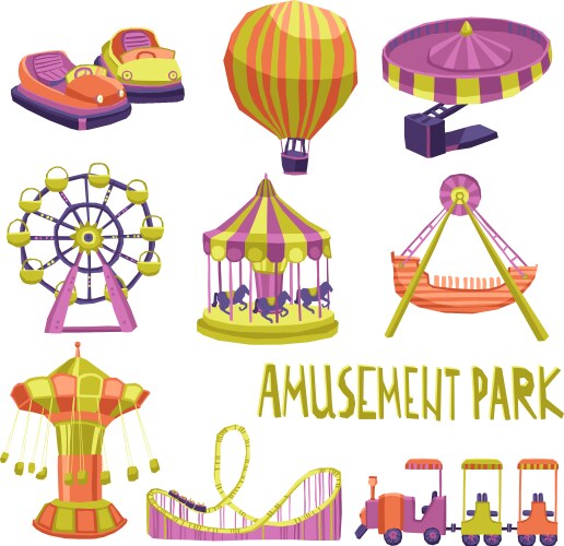 Ferris wheel amusement park carnival fun fair Vector Image