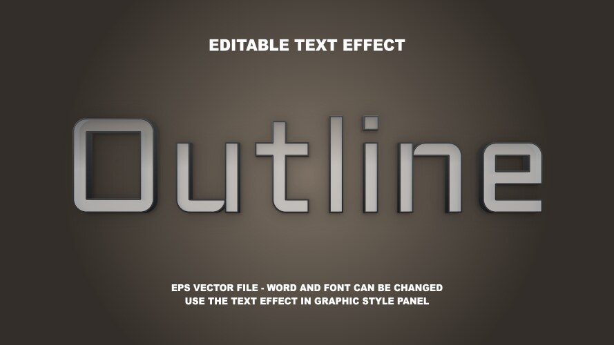 Editable text effect outline 3d template Vector Image