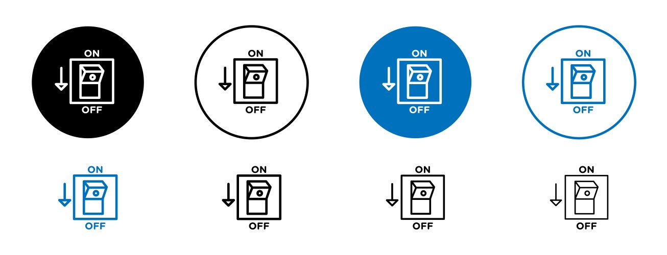 Light switch off icon set in black and white Vector Image