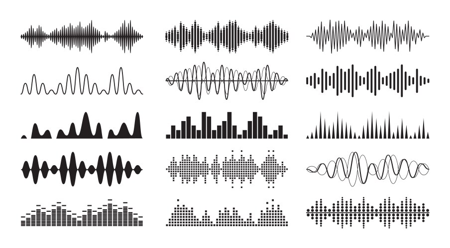 Sound wave symbols set represents music waveform Vector Image