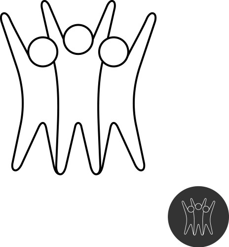 Happy three friends line style logo Royalty Free Vector