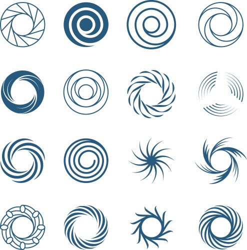 Set of spiral elements Royalty Free Vector Image