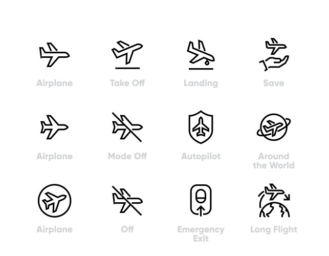 49 flight icons Royalty Free Vector Image - VectorStock