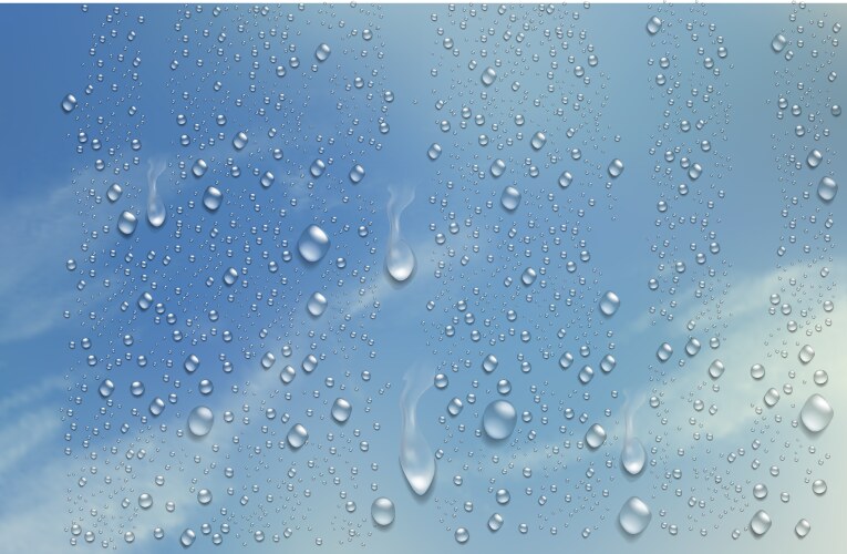 Realistic water droplets on transparent window Vector Image
