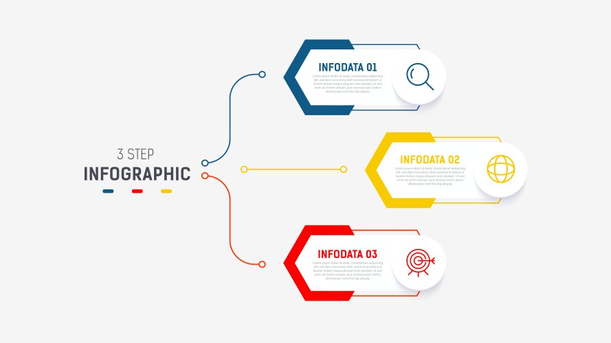 Three step infographic label design template Vector Image