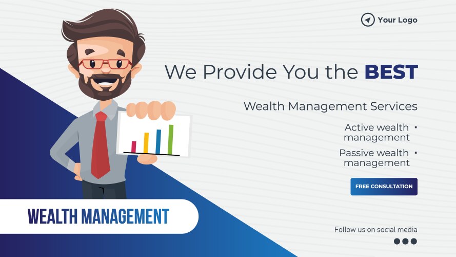 Banner design of wealth management Royalty Free Vector Image