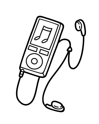 Coloring book for kids music player Royalty Free Vector
