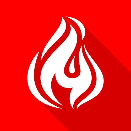 Fire flames set orange icons with reflection Vector Image