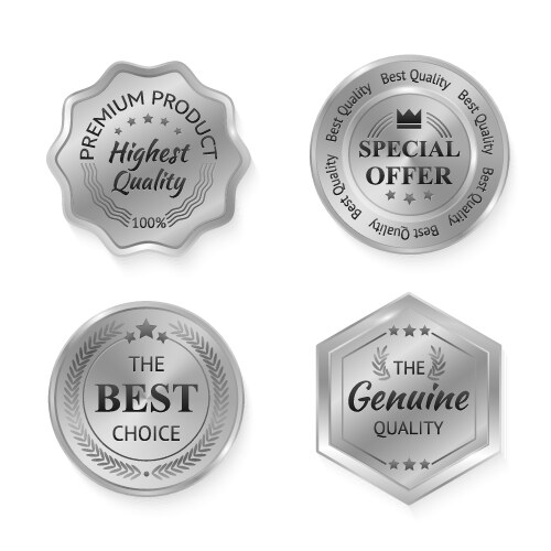 Collection of silver and gold badges on black Vector Image