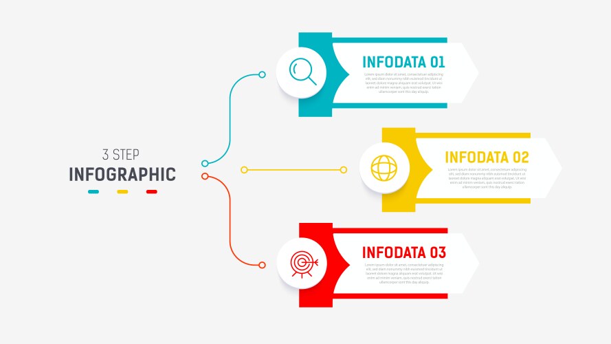 Three step infographic label design template Vector Image