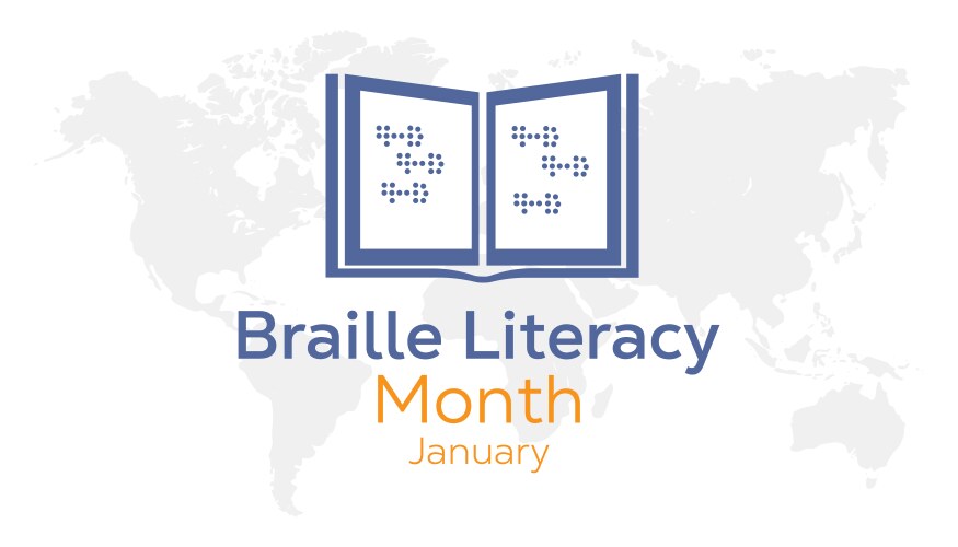 National braille literacy month Royalty Free Vector Image