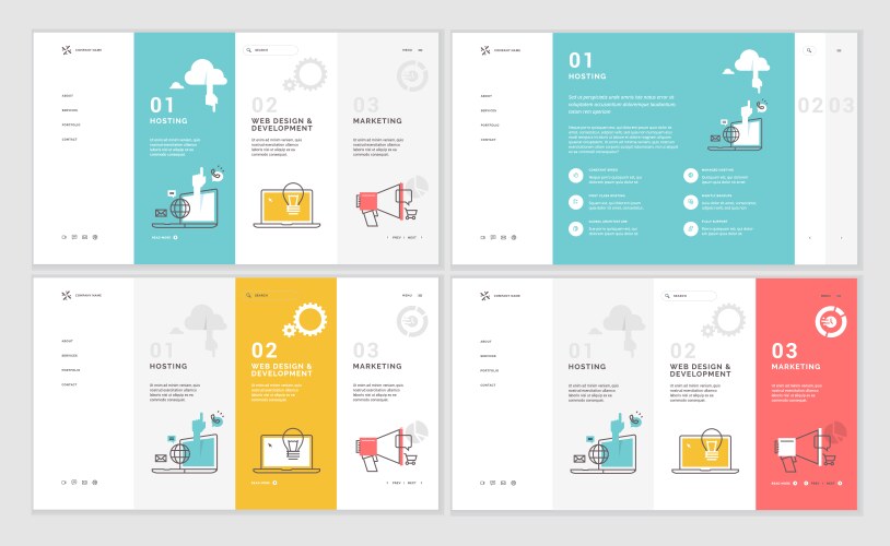 Set of flat design web page templates Royalty Free Vector