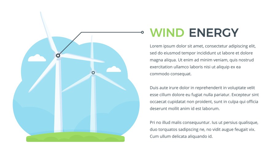 Wind energy plantations windmills and plants set Vector Image