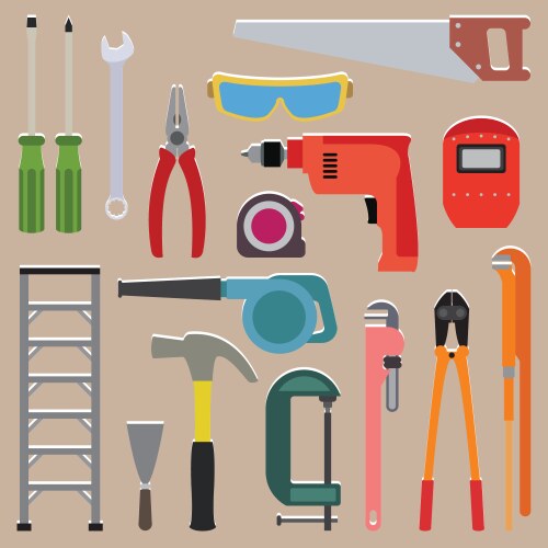 Hand tool house construction handtools Royalty Free Vector