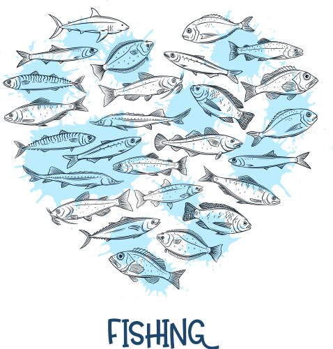 Sketch seafood lobster shellfish fish shrimp Vector Image