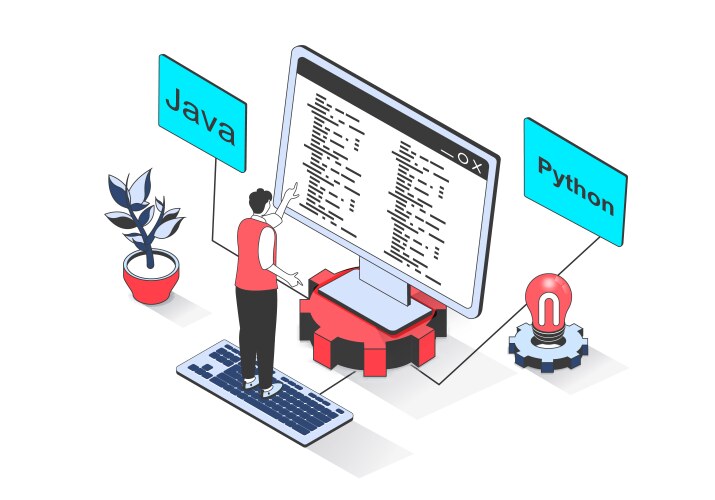 Programming isometric concept Royalty Free Vector Image