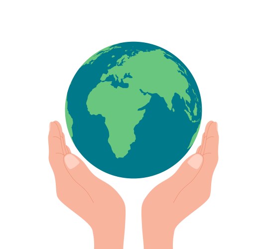 Hands reaching for earth Royalty Free Vector Image