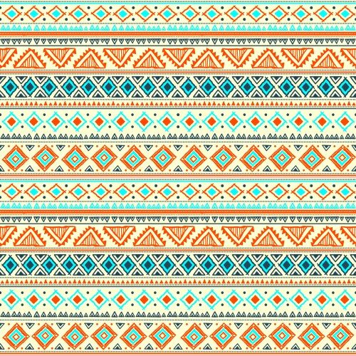 Striped ethnic pattern in vibrant blue and green Vector Image
