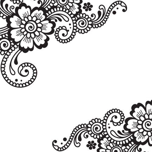 Doodle abstract handdrawn corner flower Royalty Free Vector