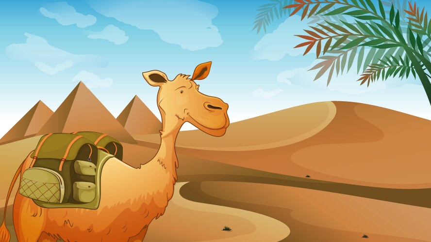 Cartoon of two camel in the desert Royalty Free Vector Image