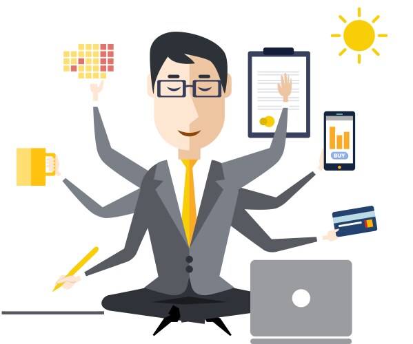 Multitasking Businessman Productivity Royalty Free Vector