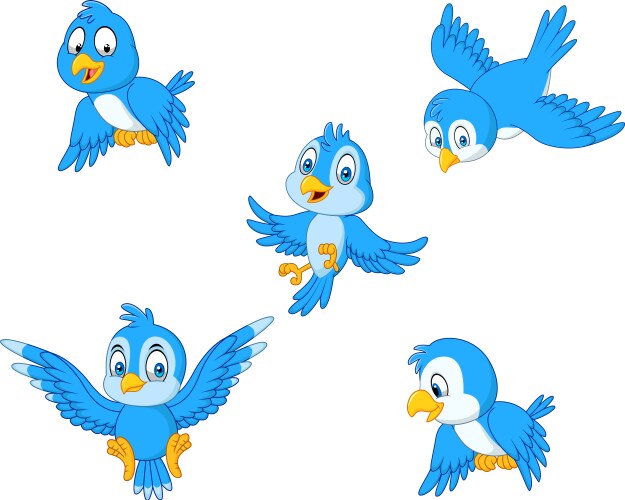 Blue bird cartoon singing Royalty Free Vector Image