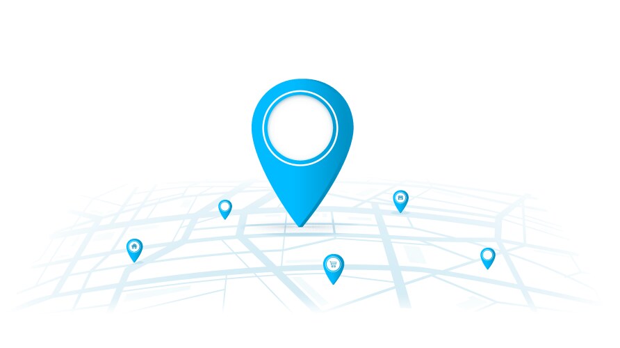 Route map with navigation pins street map with Vector Image