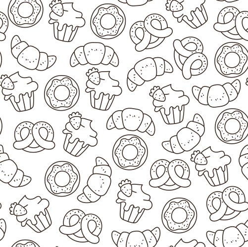 Shrimp seafood line art seamless pattern Vector Image