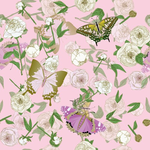 Butterfly and leaves stems inflorescences Vector Image