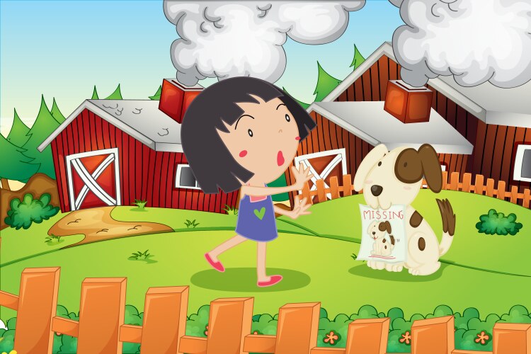 Farm scene cartoon Royalty Free Vector Image - VectorStock