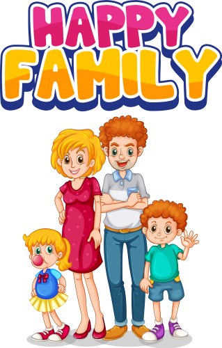 Family portrait funny cartoon character Royalty Free Vector