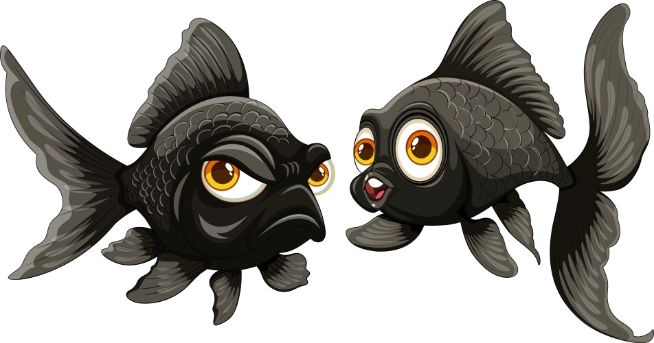Two cartoon goldfish with exaggerated facial Vector Image