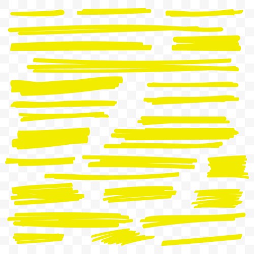 Yellow marker brush lines highlighter underline Vector Image