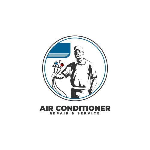 Air conditioner repair service logo Royalty Free Vector